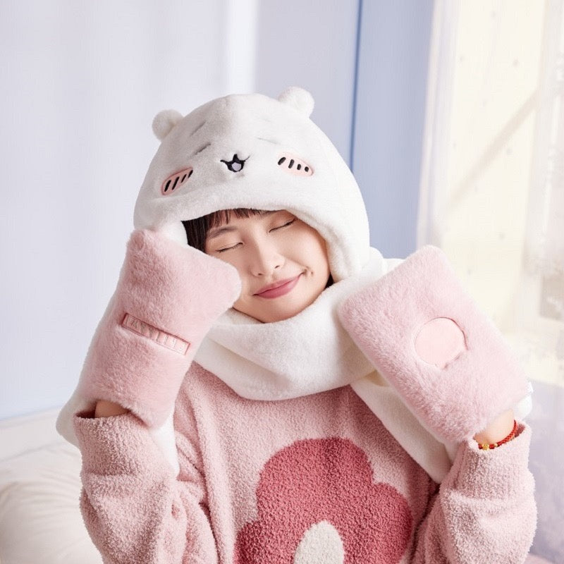 Miniso X ChiiKawa | Chiikawa Hachiware Usagi Hat with Scarf Hat - Wint ...