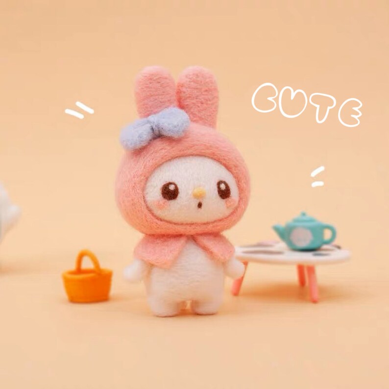 Handmade Wool Felt DIY Craft Kit Set | My Melody Kuromi Wool Felting ...
