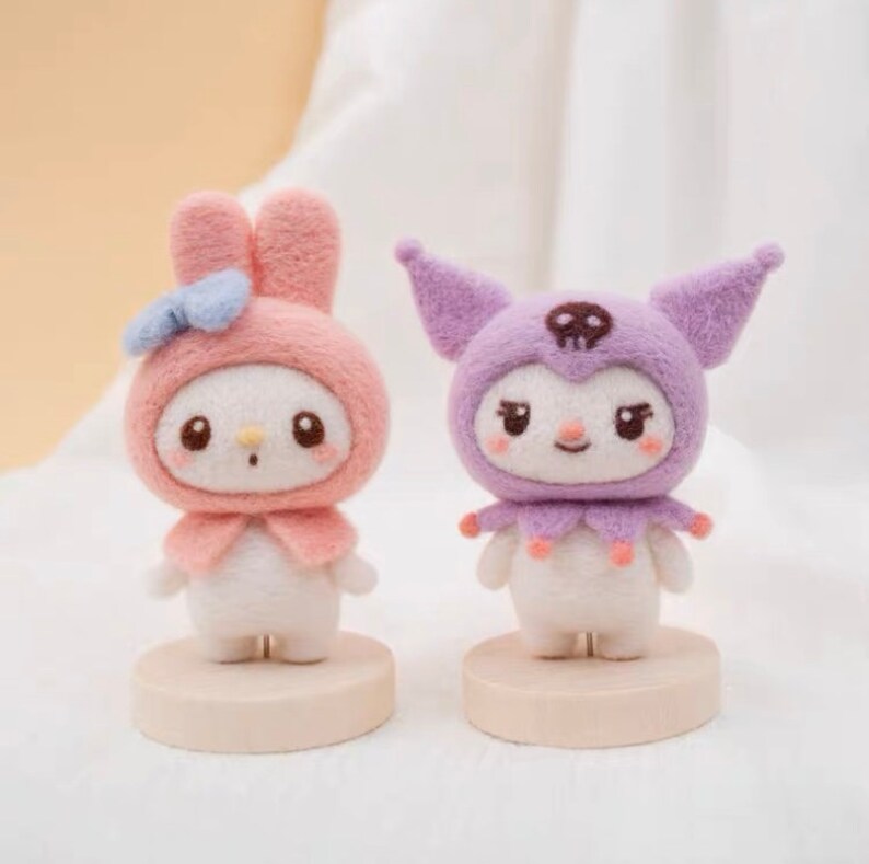 Handmade Wool Felt DIY Craft Kit Set | My Melody Kuromi Wool Felting ...