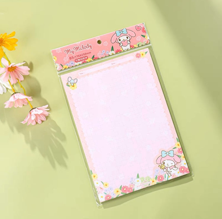 Sanrio Romantic Flower B5 Letter Memo Paper | My Melody Kuromi ...