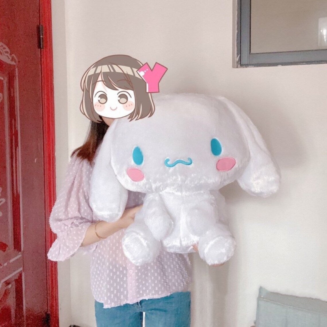 Sanrio 50cm Giant Cinnamoroll Plush Doll Smile and Laugh face Japan ...