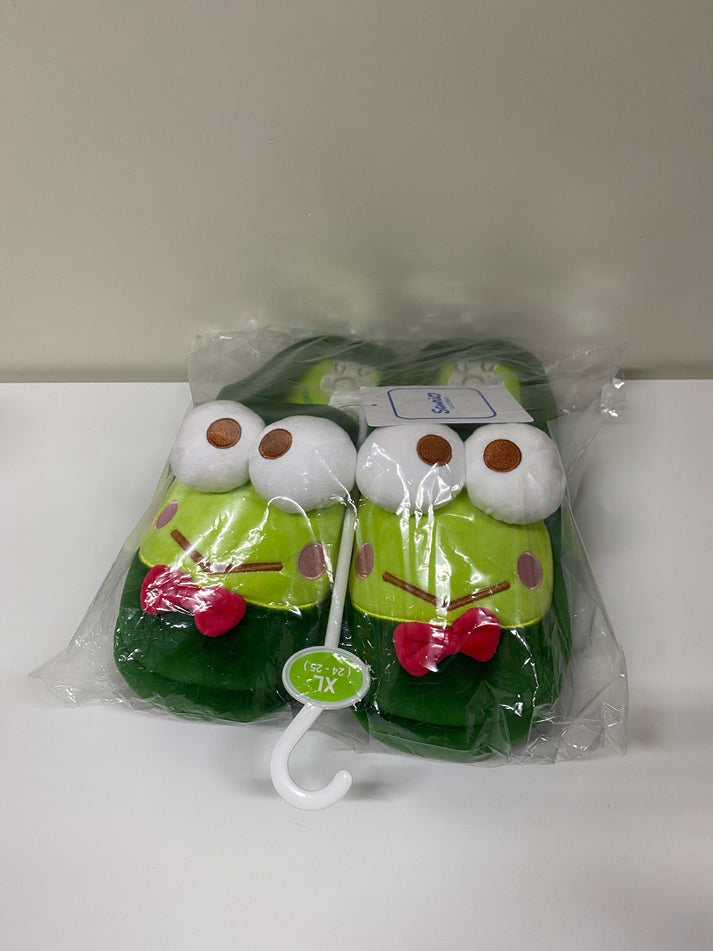 Sanrio KeroKeroKeroppi Green Soft Big Head Slippers - KawaiiGiftLand